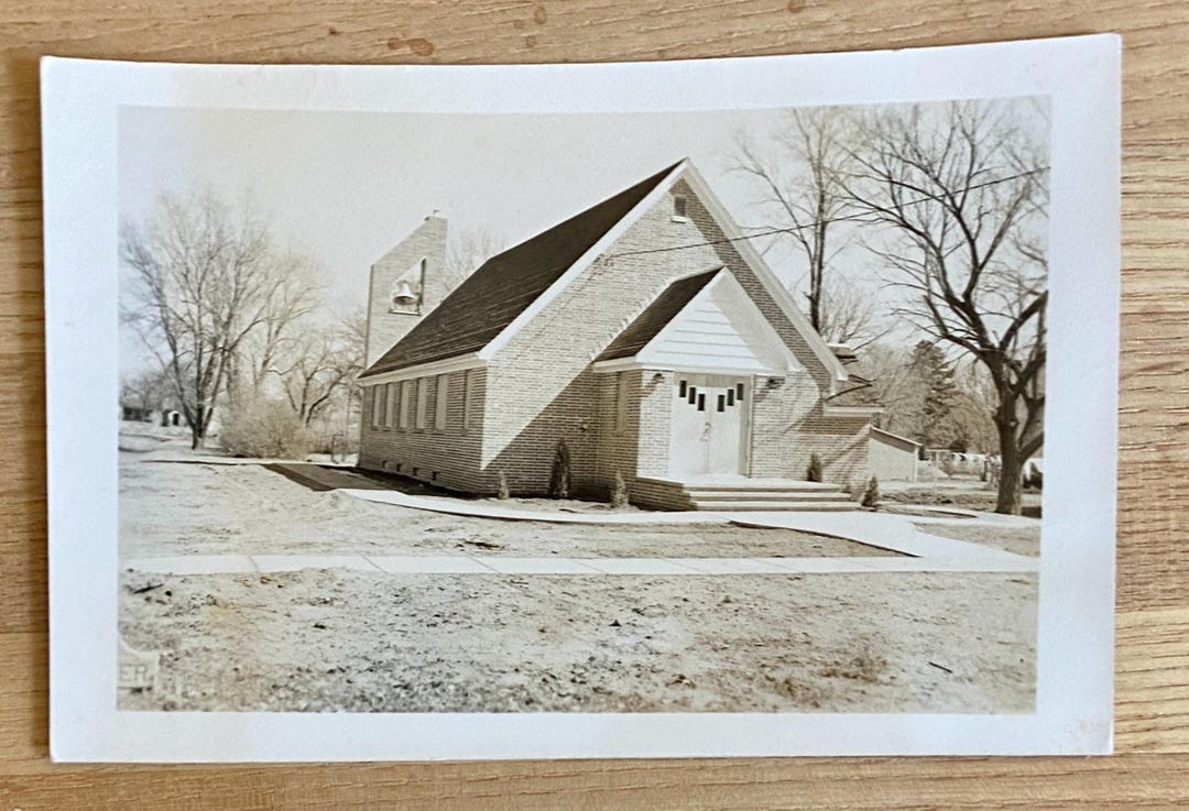 White Church Black and White Photo Postcard, Americana Memorabilia ...