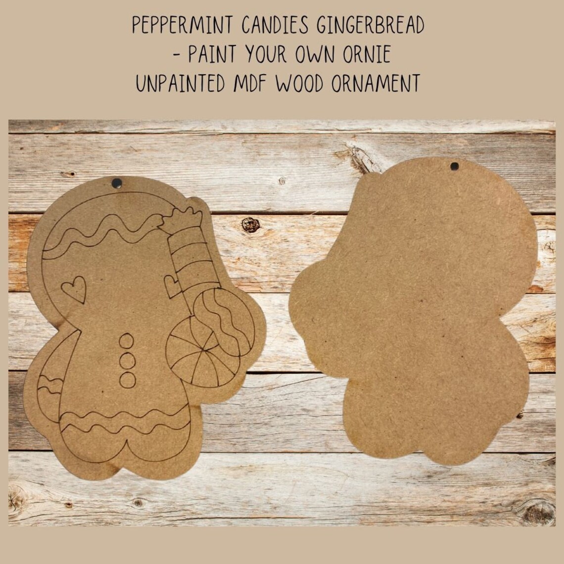 Peppermint Candies Gingerbread Paint Your Own Ornament Kit Laser Cut ...
