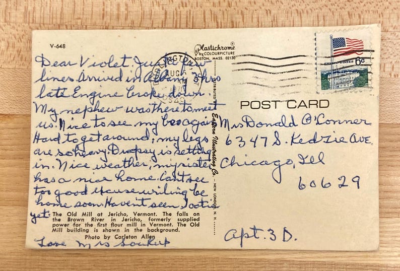 Old Mill Jericho VT Postcard, Posted 1971 6-cent US Flag Postal Stamp ...