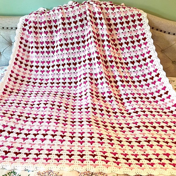 Crochet Heart Afghan - Etsy