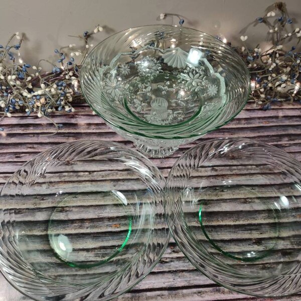 Green Glass Dishes - Etsy