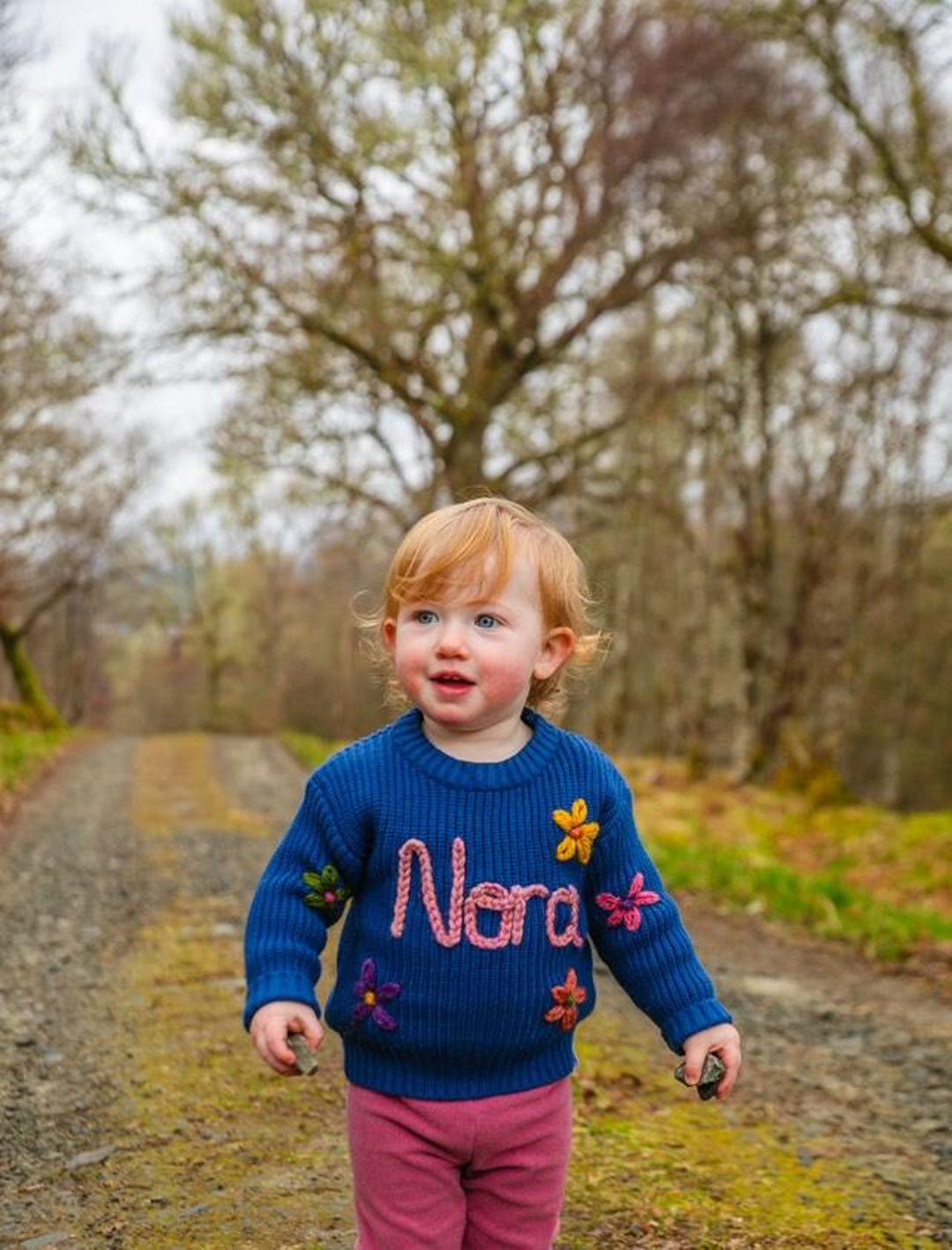 Personalized Hand-embroidered Baby Jumper | Floral Name Sweater - Etsy