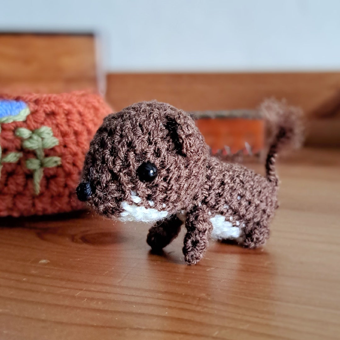 Dark Brown Crochet Weasel With Embroidered Nest, Dark Brown Mini Weasel ...