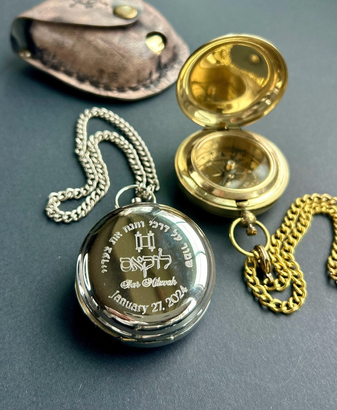 Personalized Bar Mitzvah Gift Boy Compass, Hebrew Engraving Gifts - Etsy