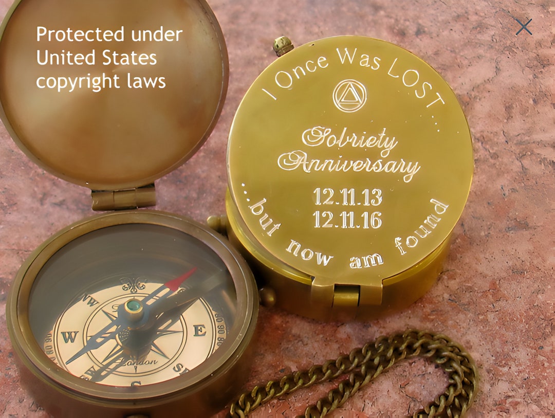 Addiction Recovery, Compass Gift Sobriety Anniversary for Him, Husband ...