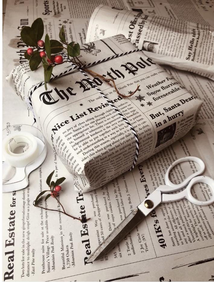 North Pole Newspaper Wrapping Paper - Etsy