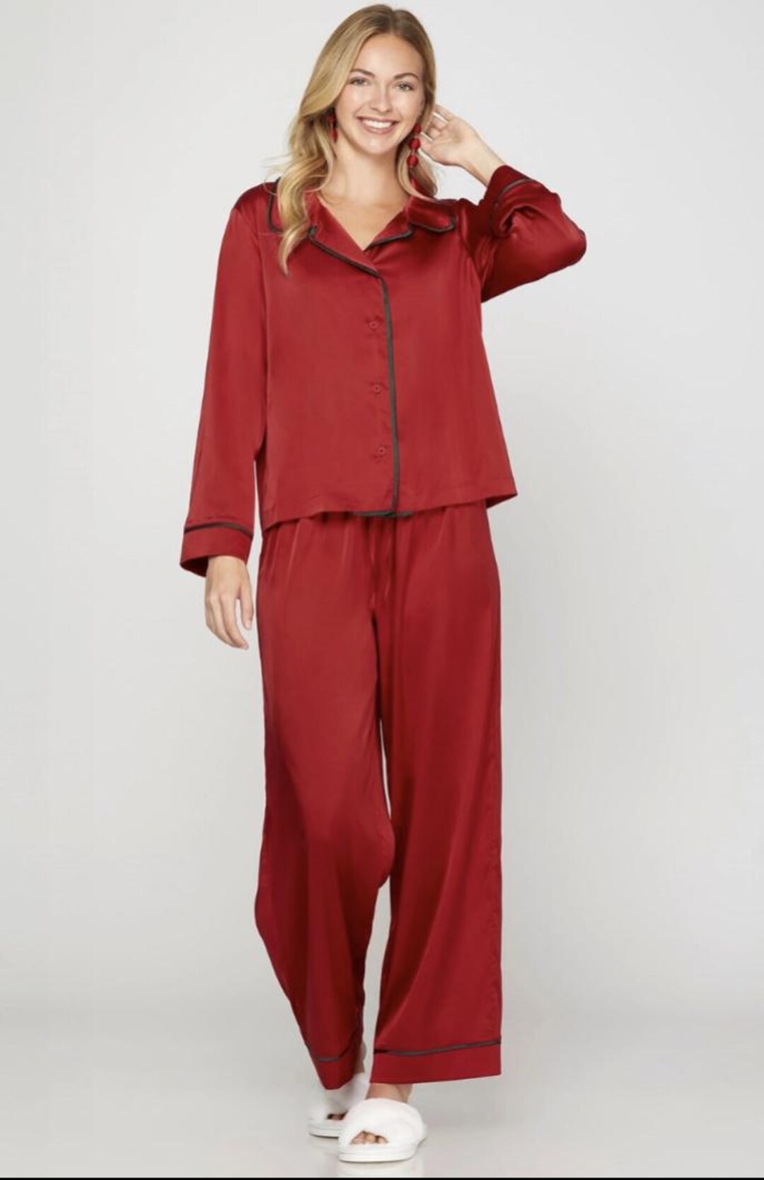 Cherry Red Silk PJ Set - Etsy