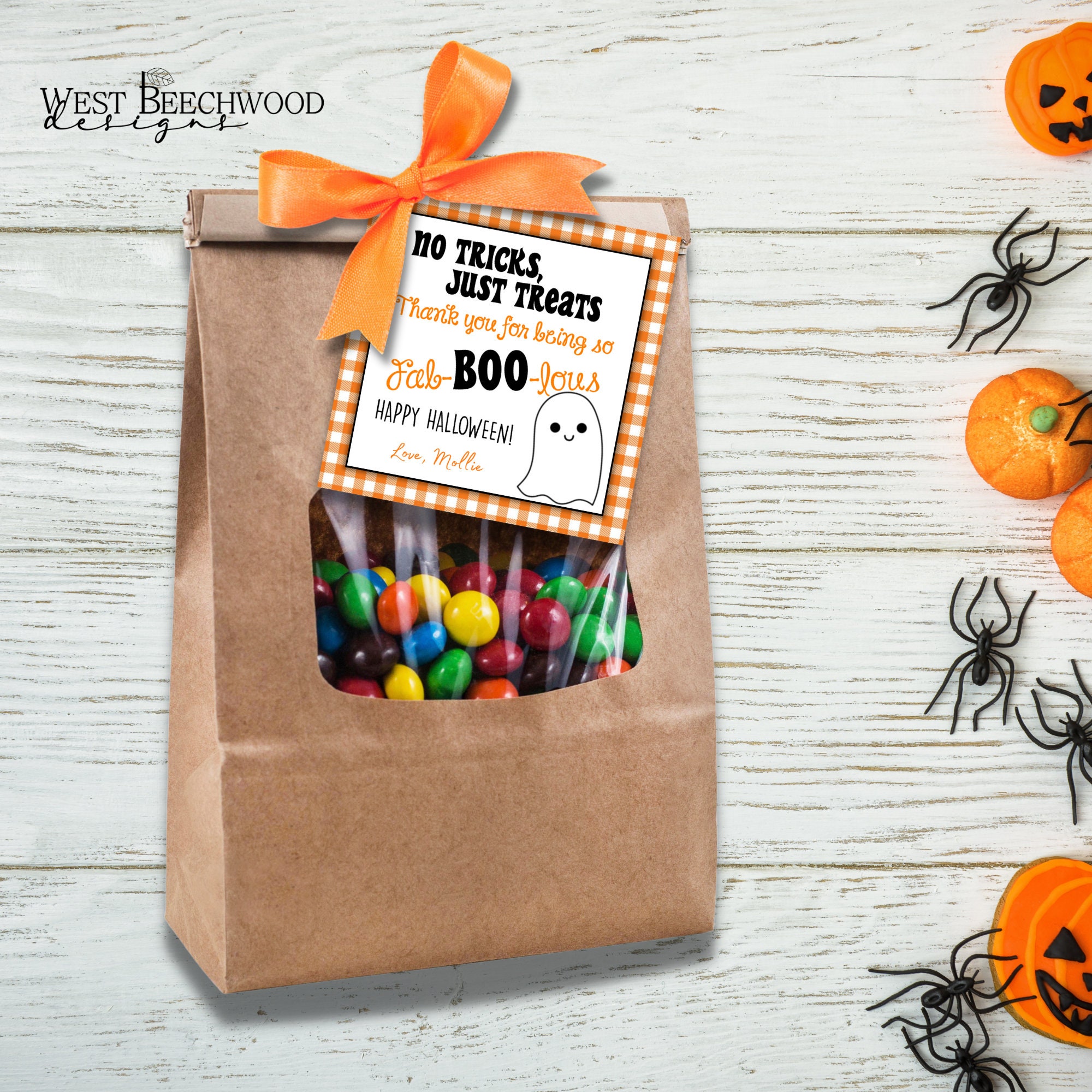 Halloween Gift Tag - EDITABLE INSTANT DOWNLOAD - No Tricks Just Treats ...