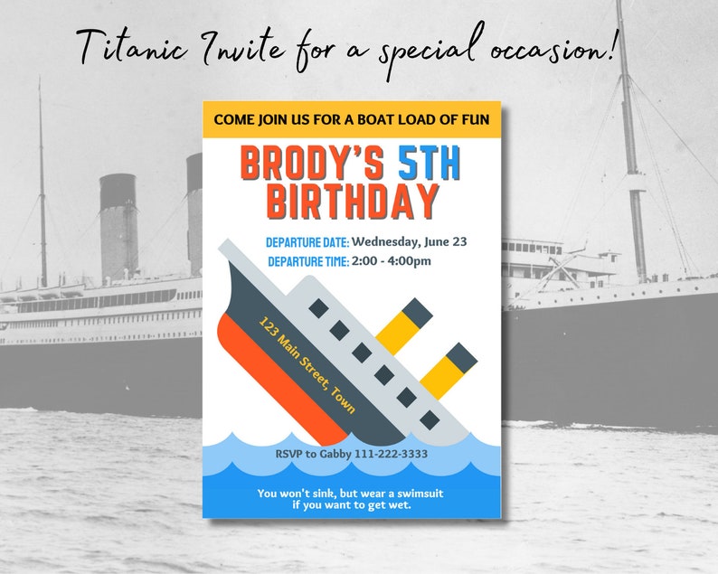 Titanic Birthday Invite Custom Printable EDITABLE INSTANT - Etsy