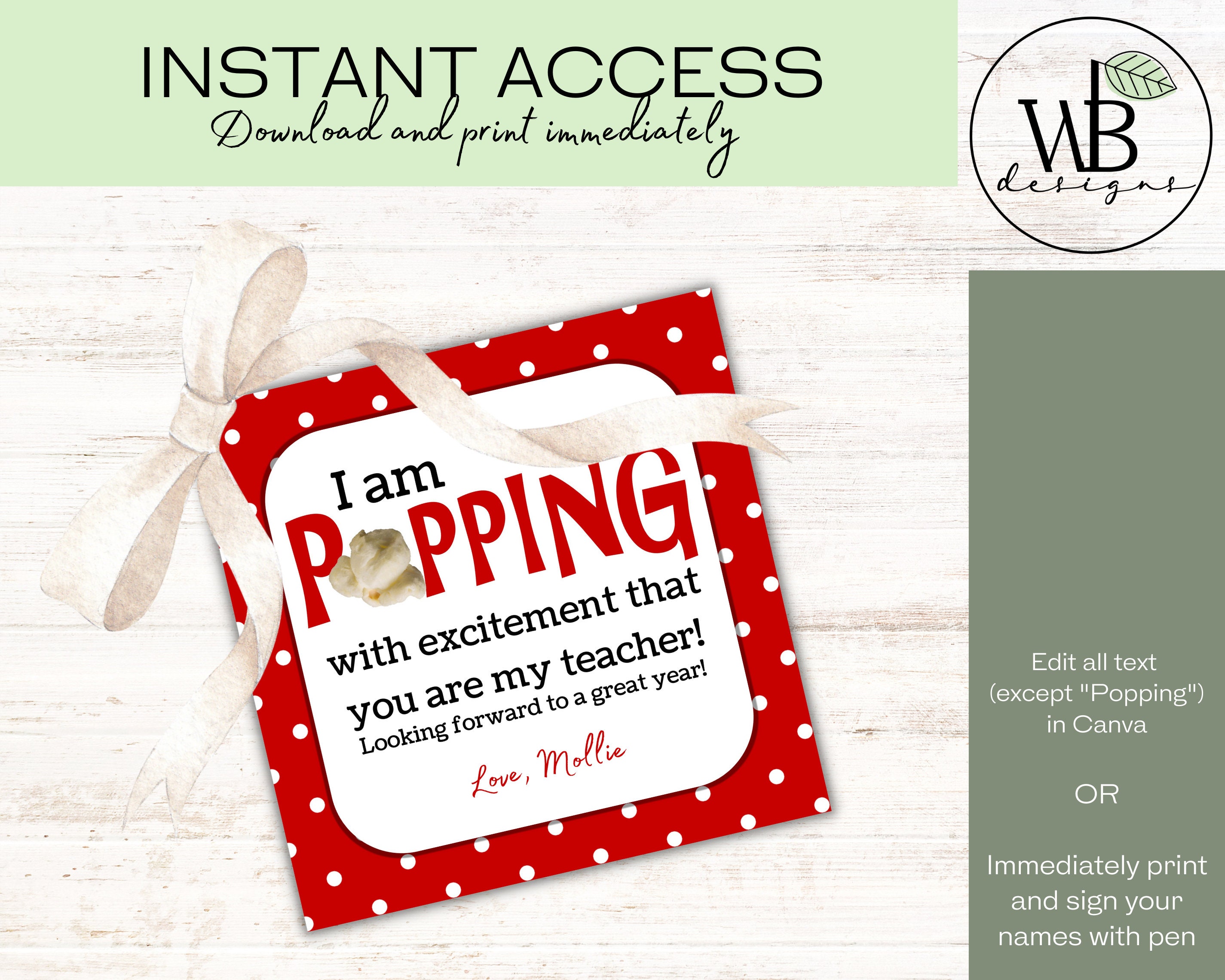 Popping Gift Tag - EDITABLE INSTANT DOWNLOAD - Popping With Excitement ...