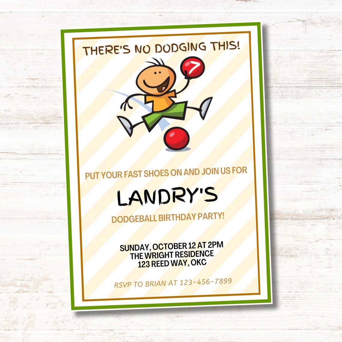 Dodgeball Birthday Invitation - CUSTOM EDITABLE DOWNLOAD - Available ...