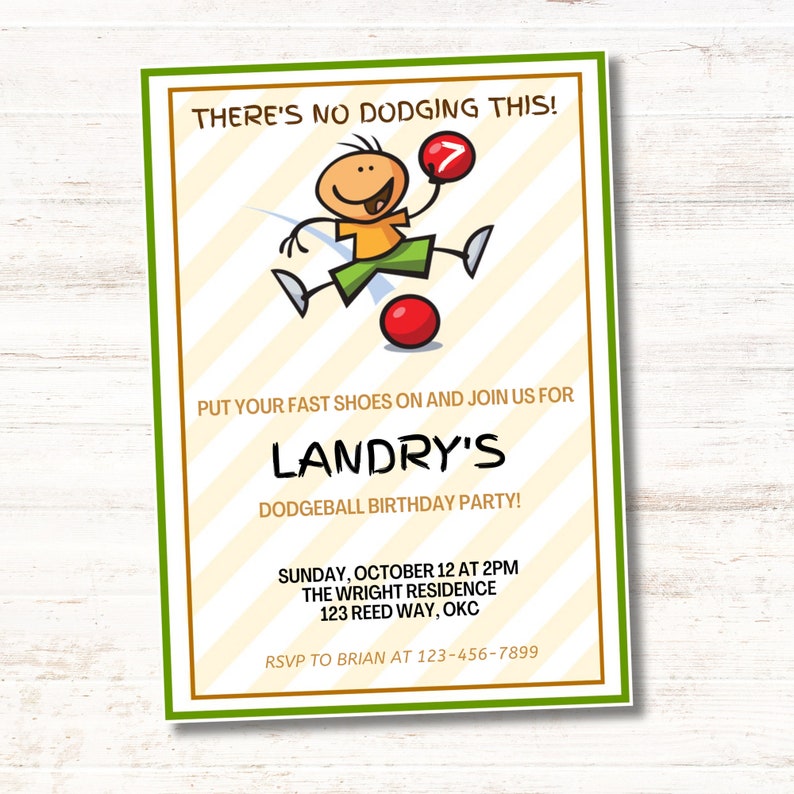 Dodgeball Birthday Invitation - CUSTOM EDITABLE DOWNLOAD - Available ...