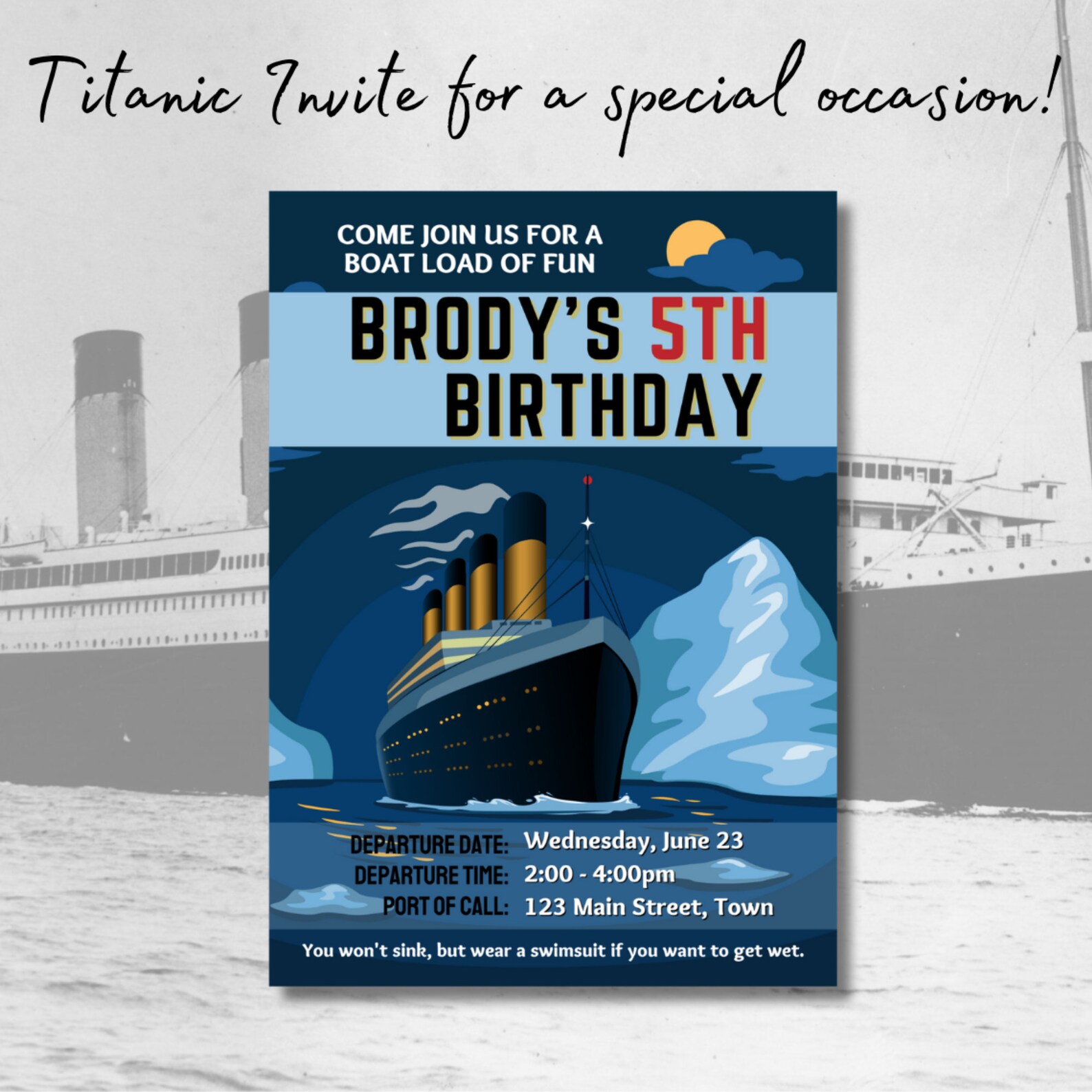 Titanic Birthday Invitation: Custom Boat Party Invite (EDITABLE INSTANT ...