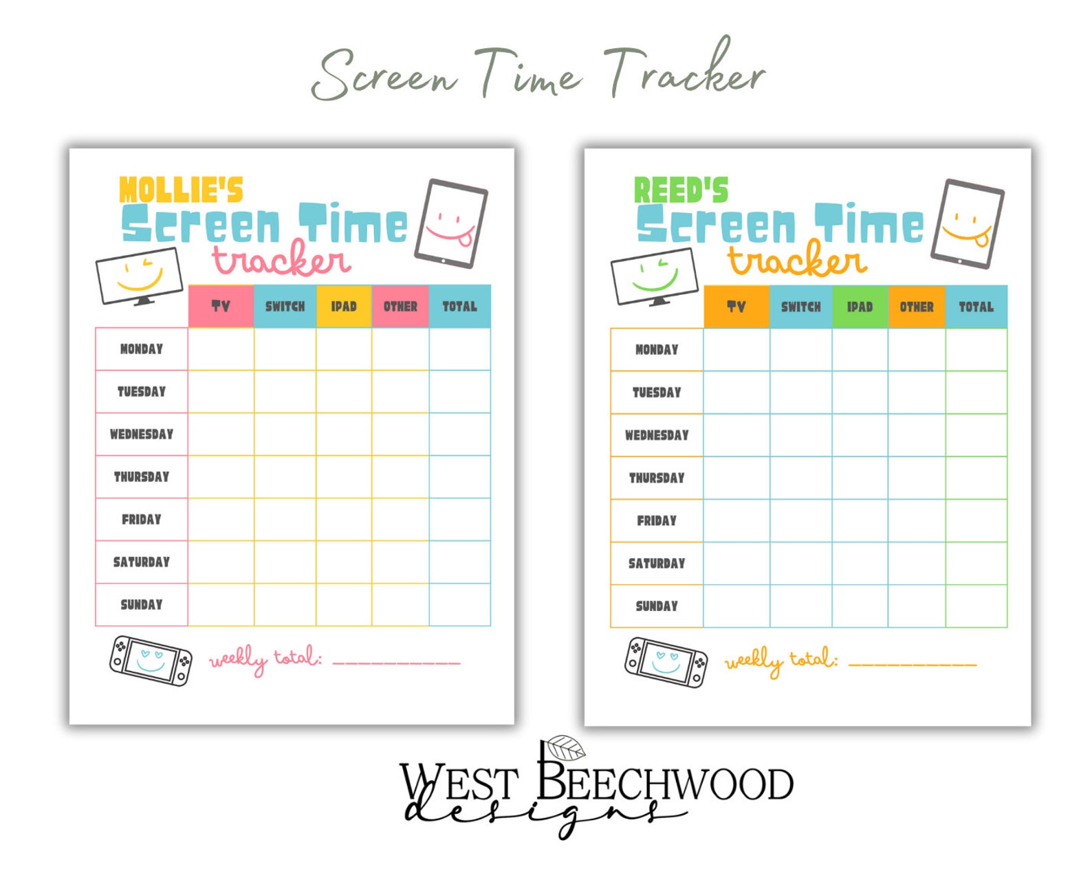 EDITABLE Screen Time Checklist - Screen Time Chart - Daily Screen Time ...