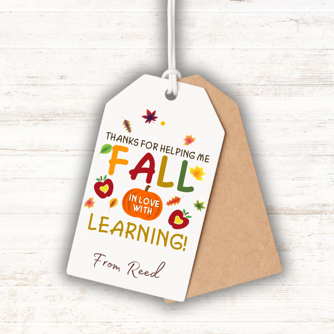 Fall Break Gift Tag - EDITABLE INSTANT DOWNLOAD - Thank You for Teacher ...