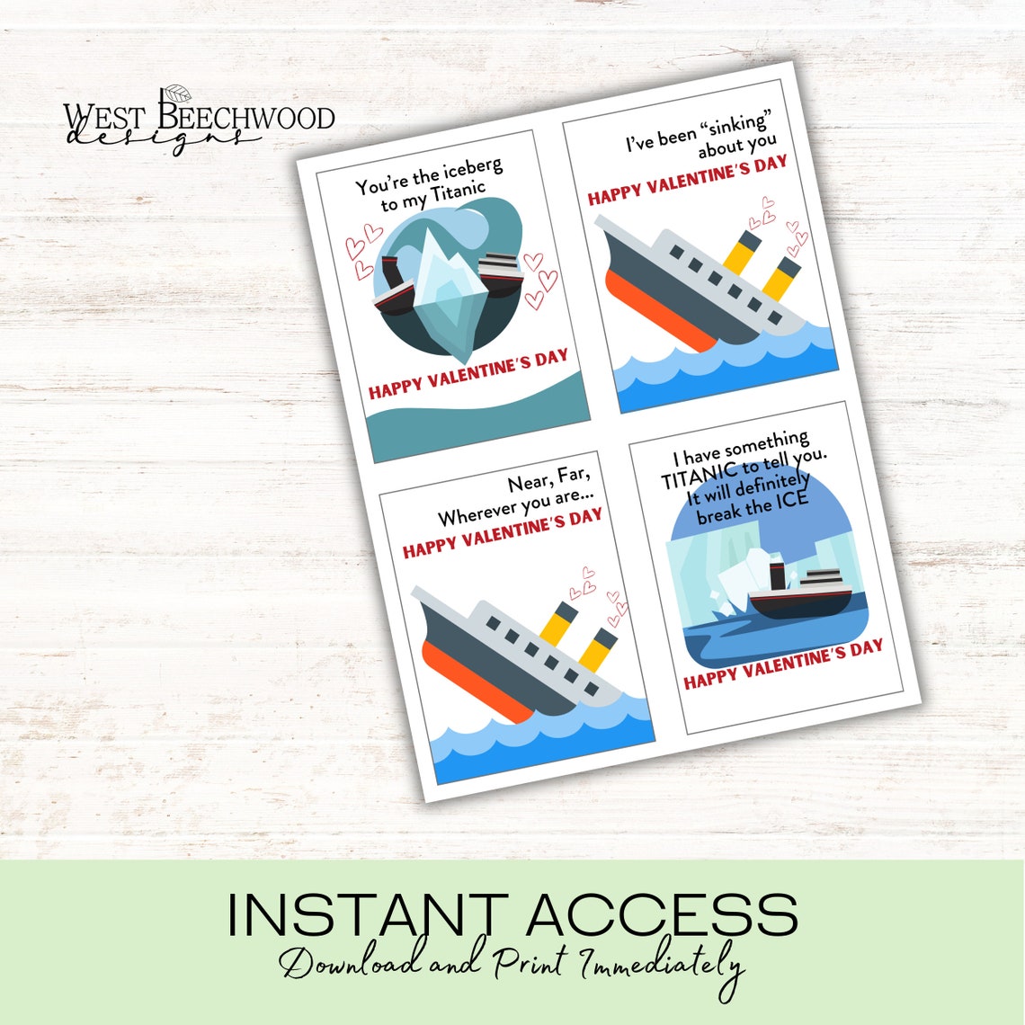 Titanic Class Valentine's - Printable INSTANT DOWNLOAD - Valentine's ...