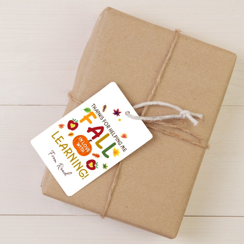 Fall Break Gift Tag - EDITABLE INSTANT DOWNLOAD - Thank You for Teacher ...