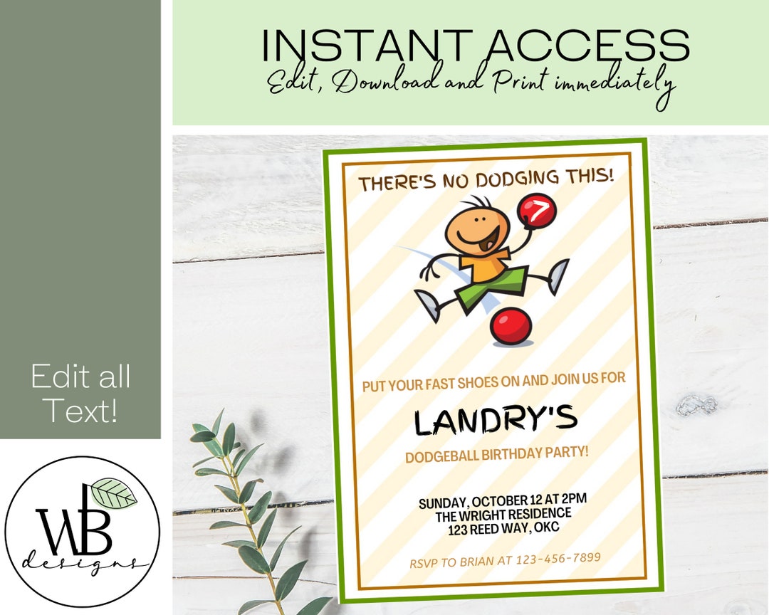 Dodgeball Birthday Invitation CUSTOM EDITABLE DOWNLOAD - Etsy
