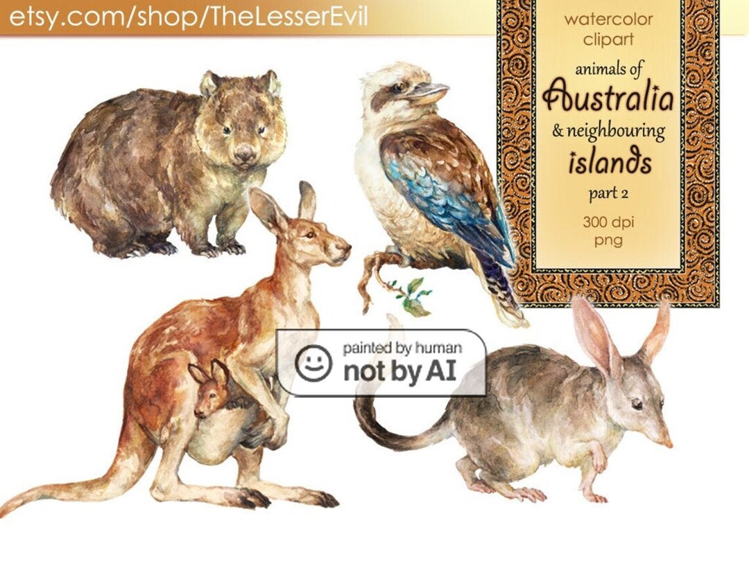 Animals of Australia Clipart, Digital Watercolor Australian Animals ...