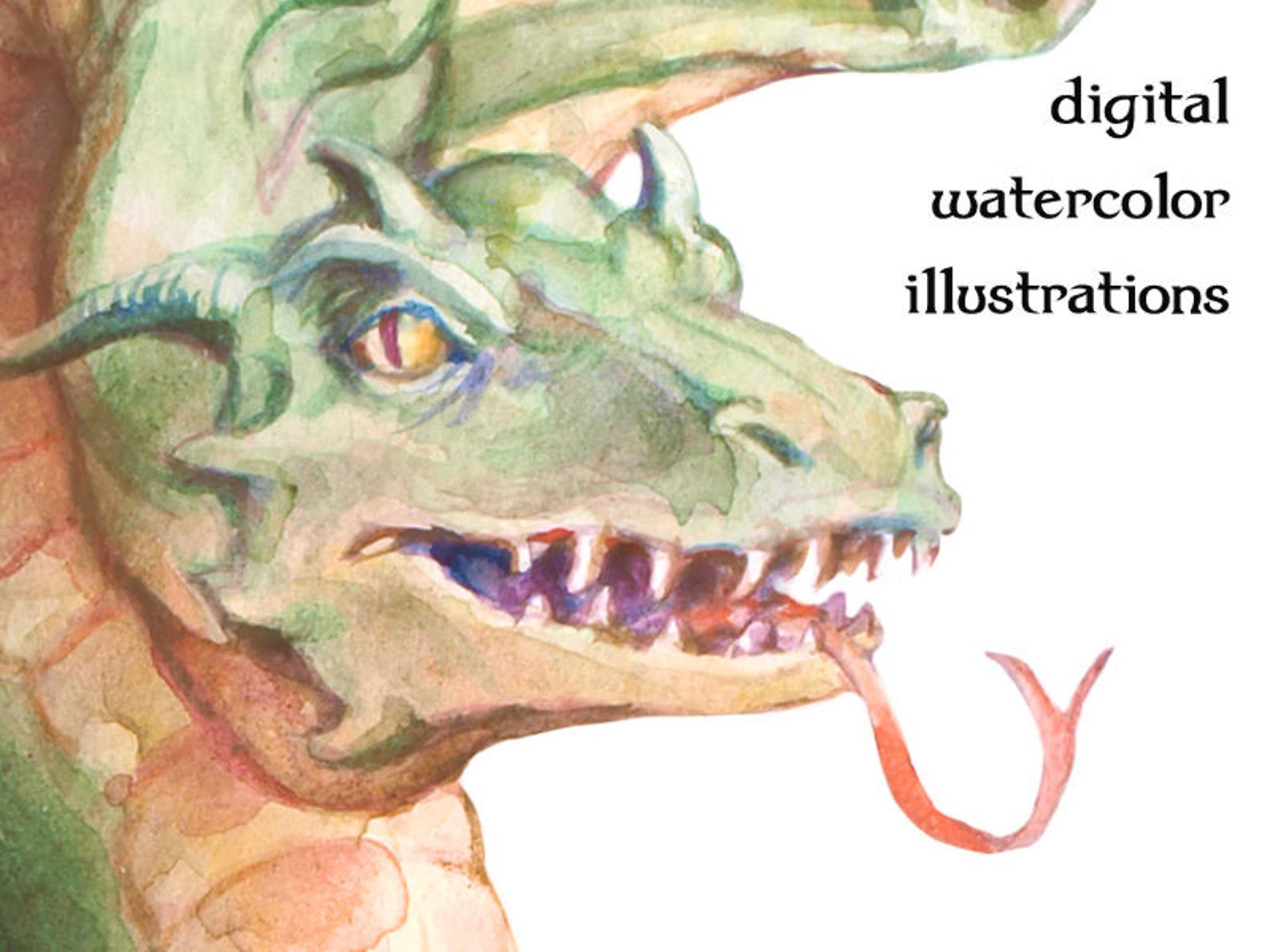 Dragons Clipart Digital Watercolor Illustration Fantasy Clip - Etsy