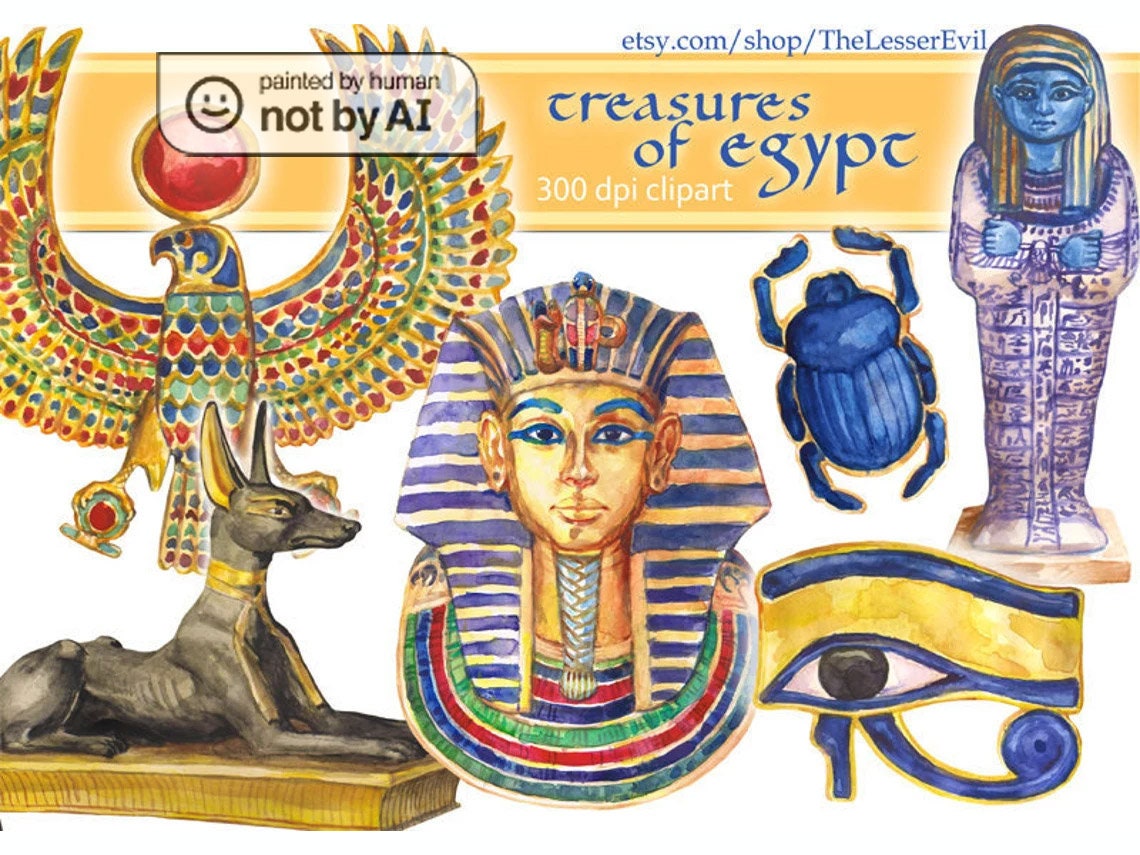 Treasures Od Egypt Clipart, Digital Watercolor Illustration, Egyptian ...