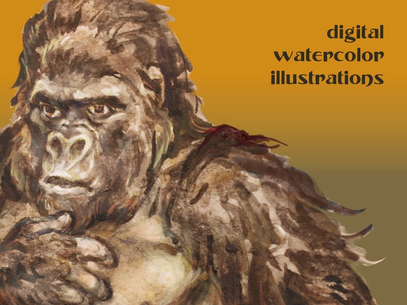 Monkeys and Apes Clipart, Digital Watercolor Monkey Clip Art, Hand ...