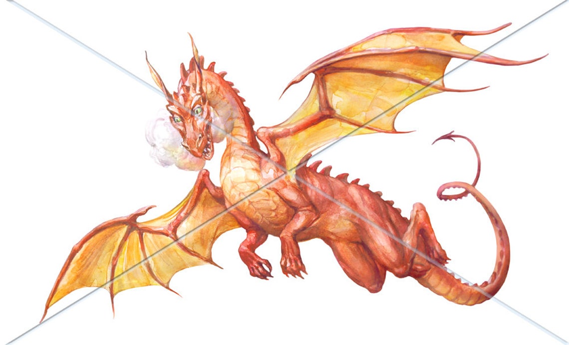 Dragons Clipart Digital Watercolor Illustration Fantasy Clip - Etsy