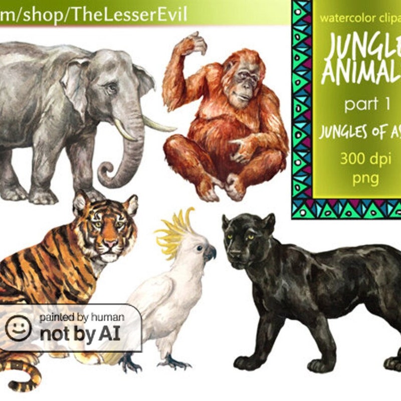 Jungle Animal Clipart - Etsy