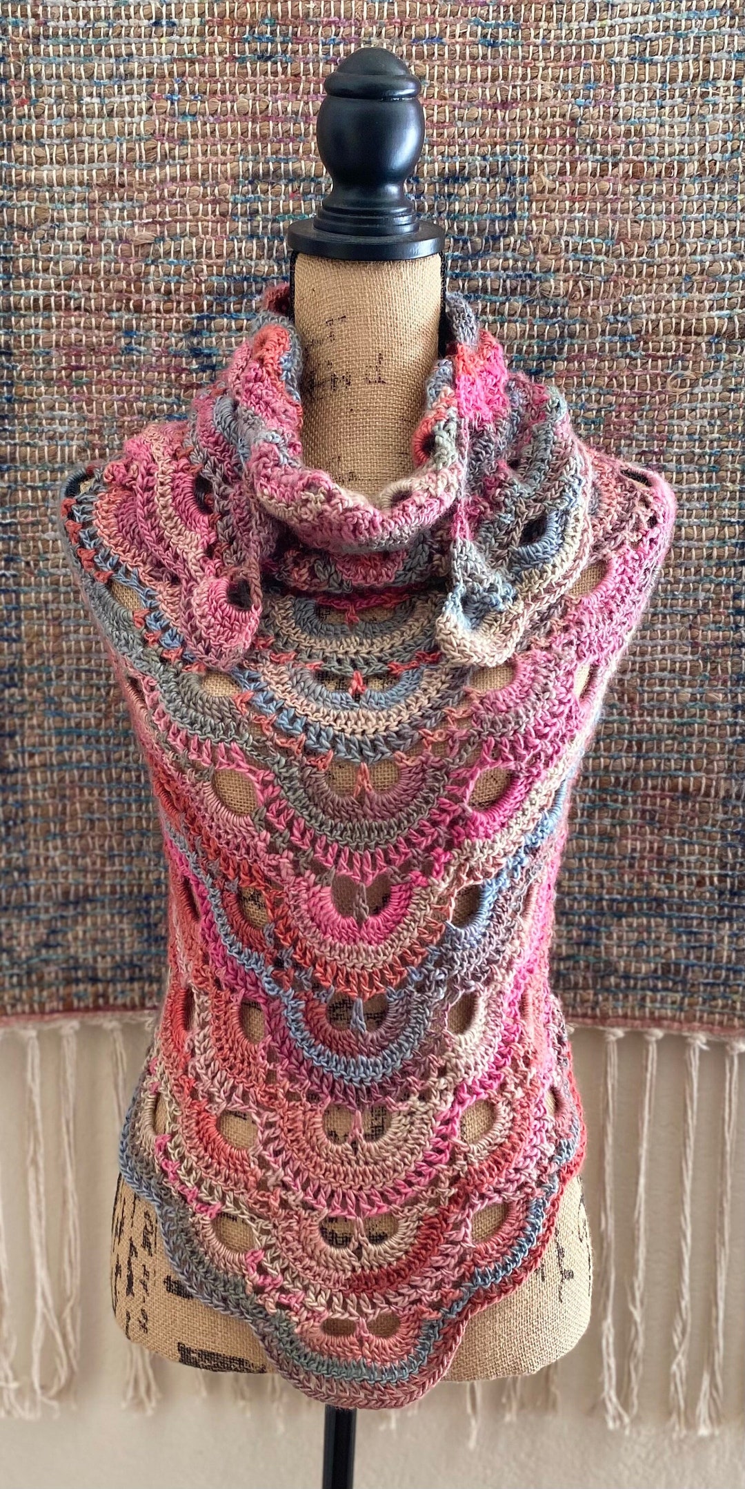Large Crochet Virus Shawl, Cold Shoulder Wrap, Triangle Shawl, Comfort ...