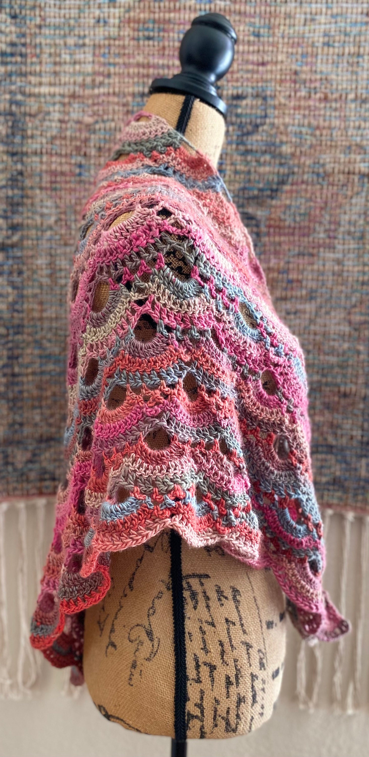 Large Crochet Virus Shawl, Cold Shoulder Wrap, Triangle Shawl, Comfort ...