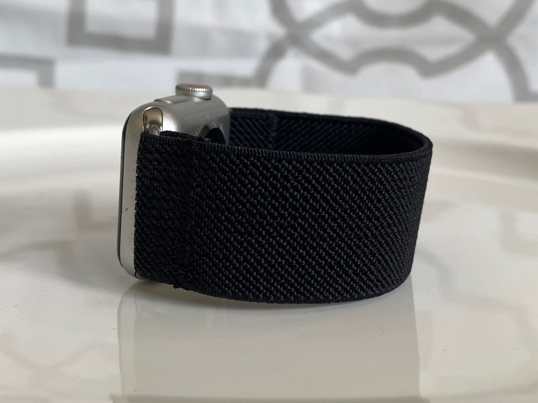 Stretch Elastic Apple Watch Band Solid Black - Etsy