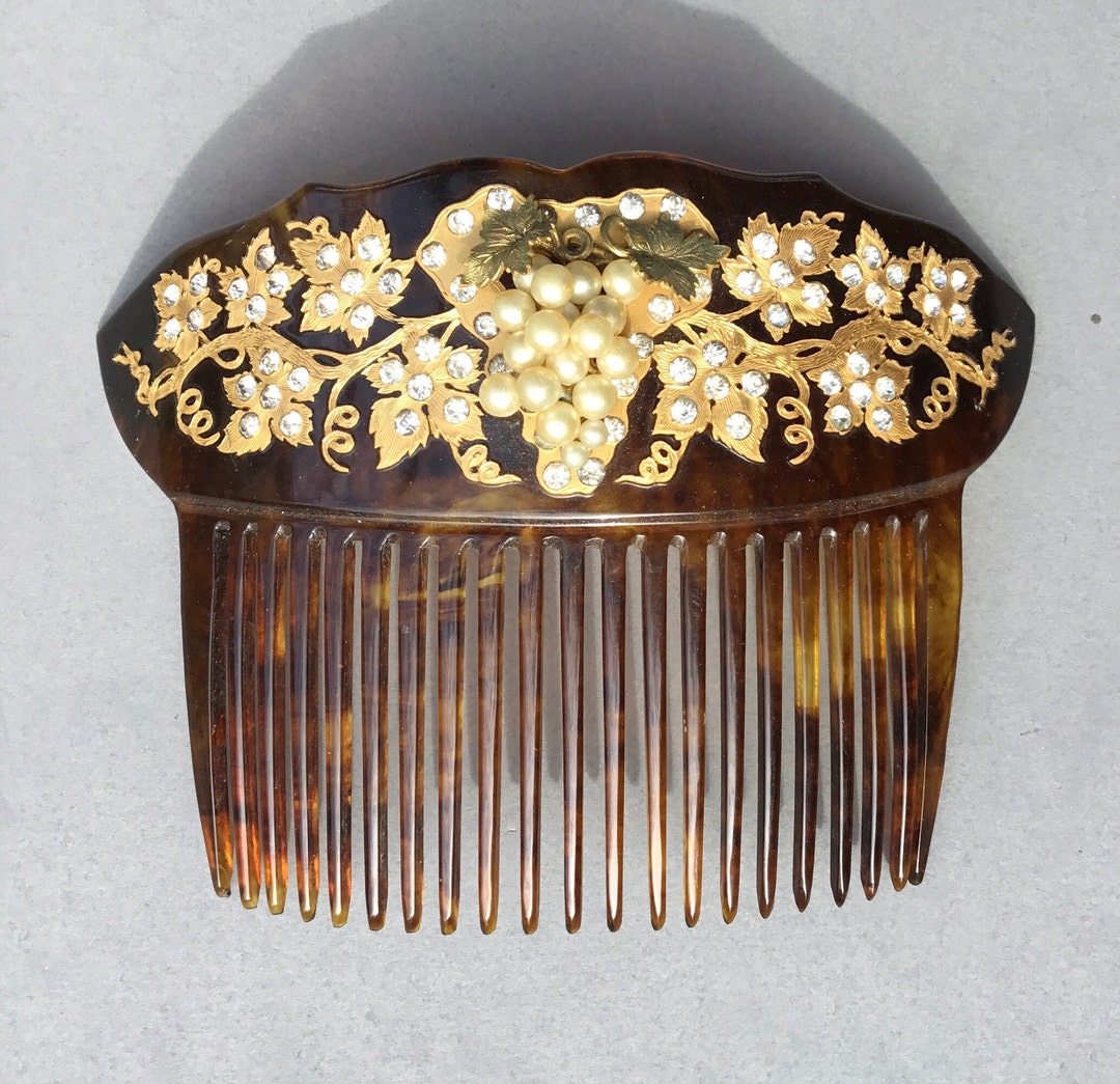 Vintage Antique Large Victorian Hair Comb. Faux Tortoise With 22K Gold ...
