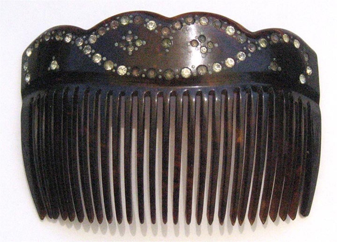 30's Large Faux Tortoise Hair Comb With Rhinestones - Etsy