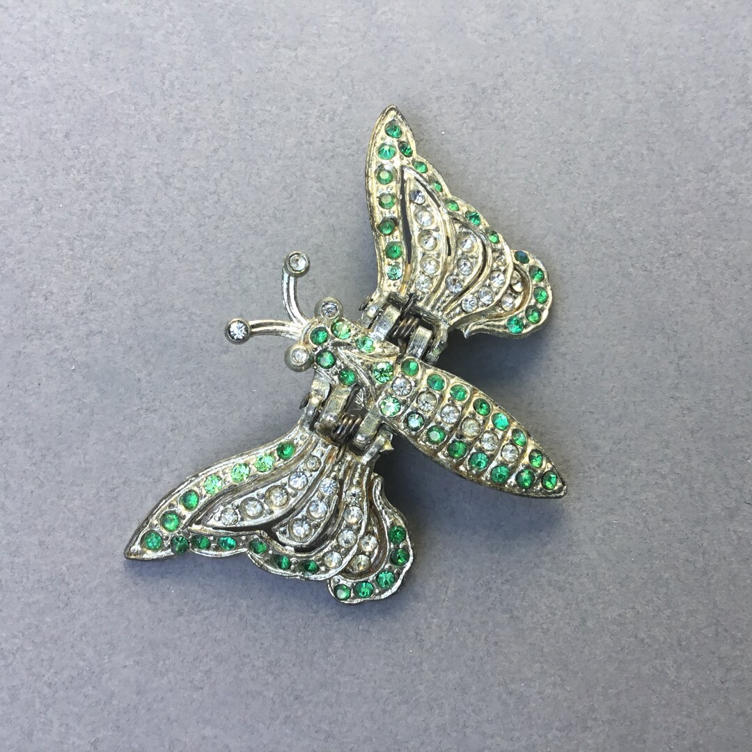 Vintage 30's Antique Deco Singer & Kantor Rhinestone Paste Moth or ...