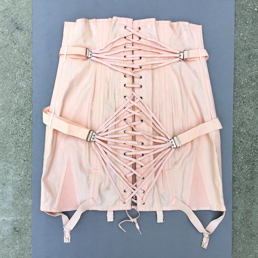 Vintage 50s Pinup Camp Peach Cotton Open Bottom Girdle. Boned, Fan ...