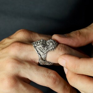 Dinosaur Head T-rex Ring Sterling Silver, Tyrannosaurus Rex Ring ...