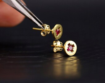 Lab Created Ruby Earrings - Etsy