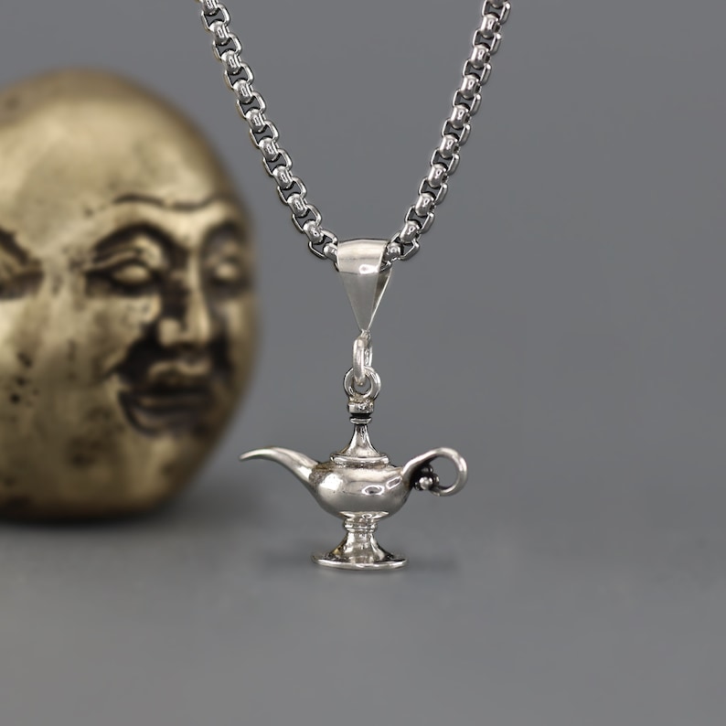 Magic Lamp Pendant, Genie of Aladdin Lamp Steling Silver - Etsy