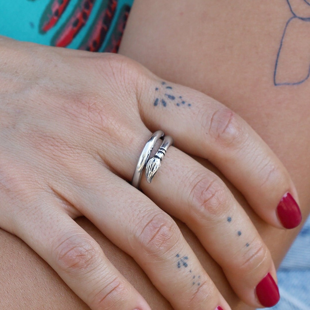 Paintbrush Artist Ring Sterling Silver Ring Brush - Etsy