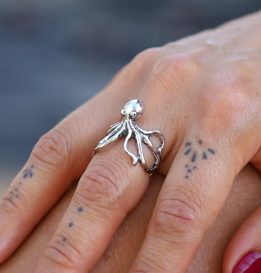 Octopus Ring Made in Sterling Silver, Tentacles Jewelry Sterling Silver ...