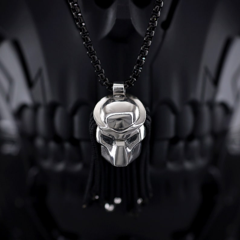 Predator Helmet Silver Predator Helmet Necklace Predator - Etsy