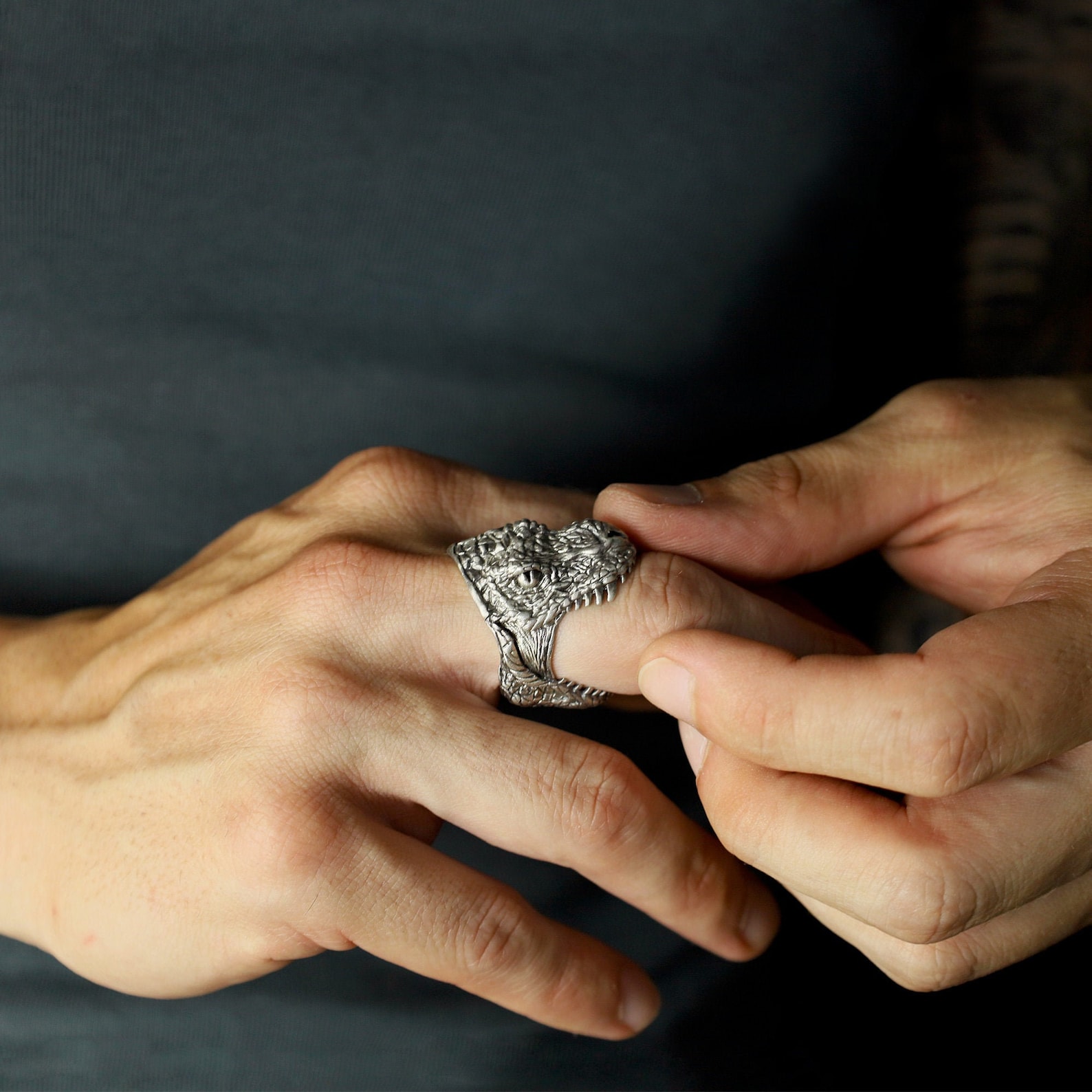 Dinosaur Head T-rex Ring Sterling Silver, Tyrannosaurus Rex Ring ...