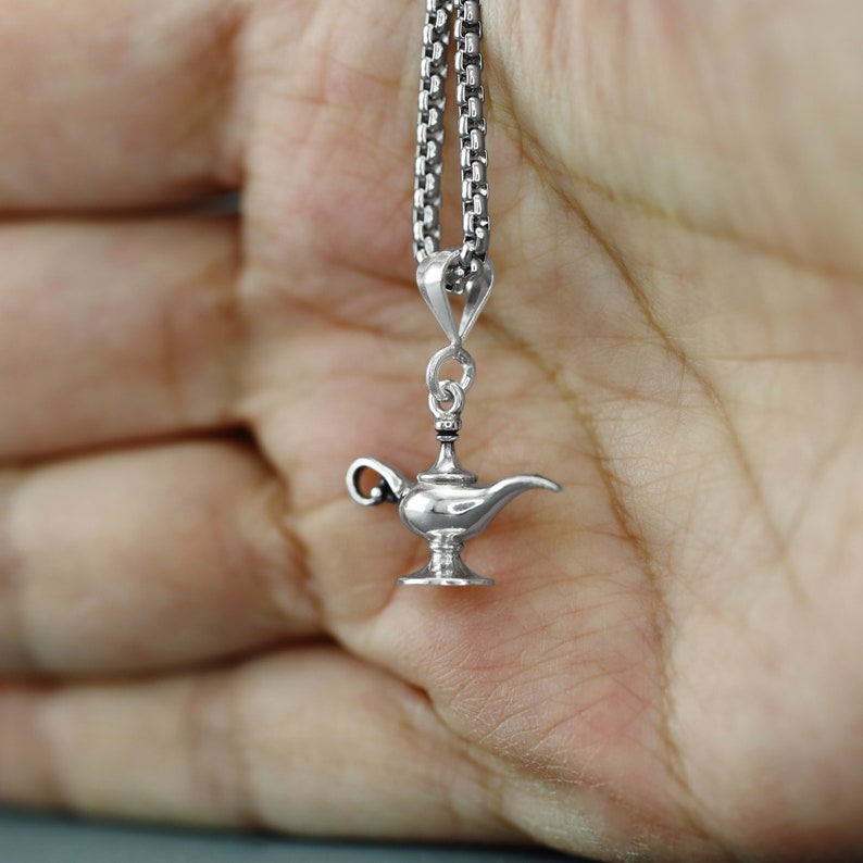 Magic Lamp Pendant, Genie of Aladdin Lamp Steling Silver - Etsy