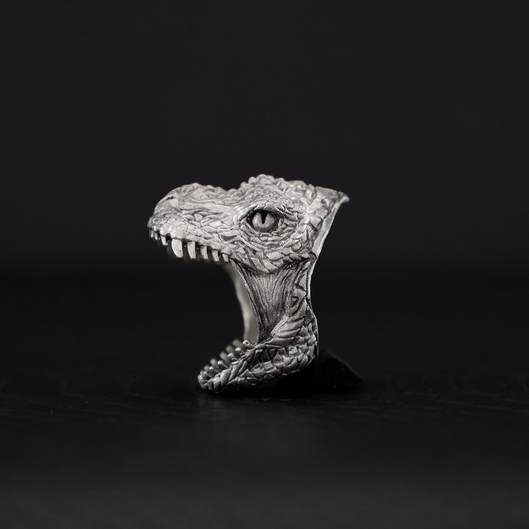 Dinosaur Head T-rex Ring Sterling Silver Tyrannosaurus Rex - Etsy