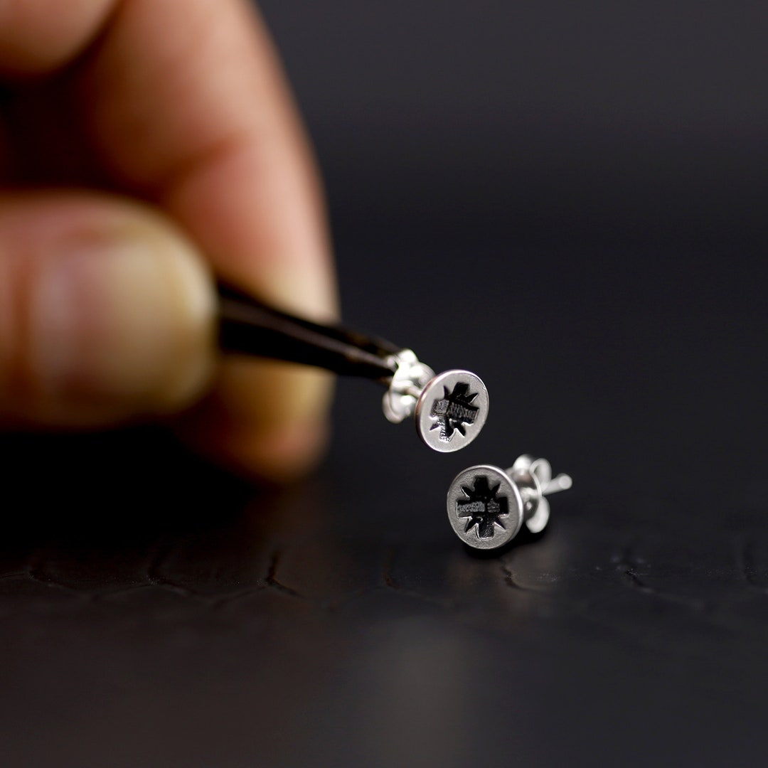 Screw Earrings Sterling Silver, Screw Stud Earrings, Screw Head ...