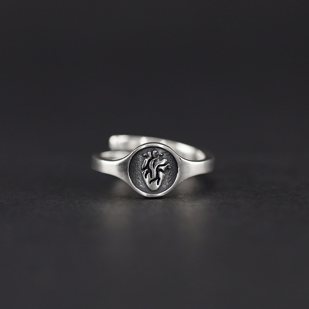 Heart Ring Sterling Silver, Anatomical Heart Ring, Sterling Silver ...
