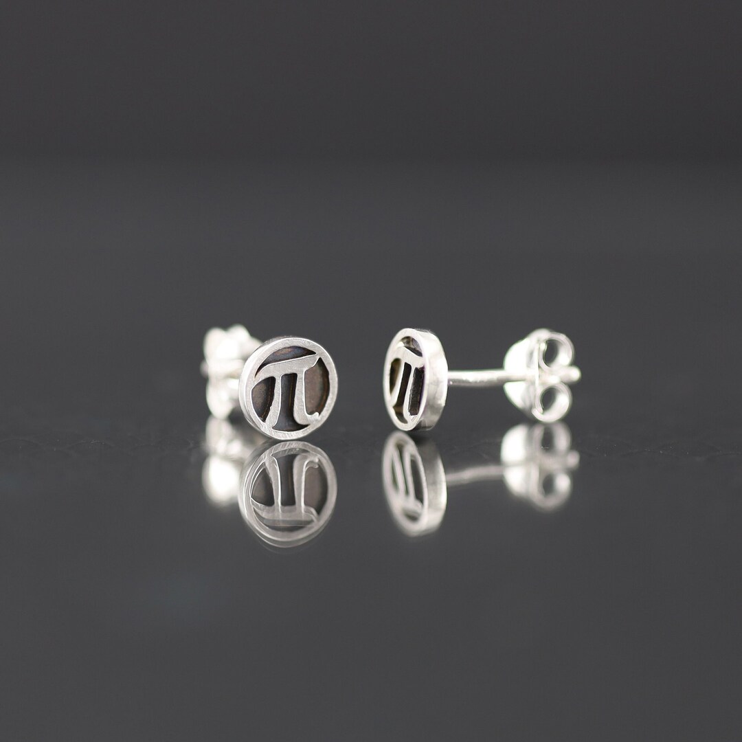 3.14 Sterling Silver Pi Symbol Earrings, Pi Number, Letter Pi, Symbol ...