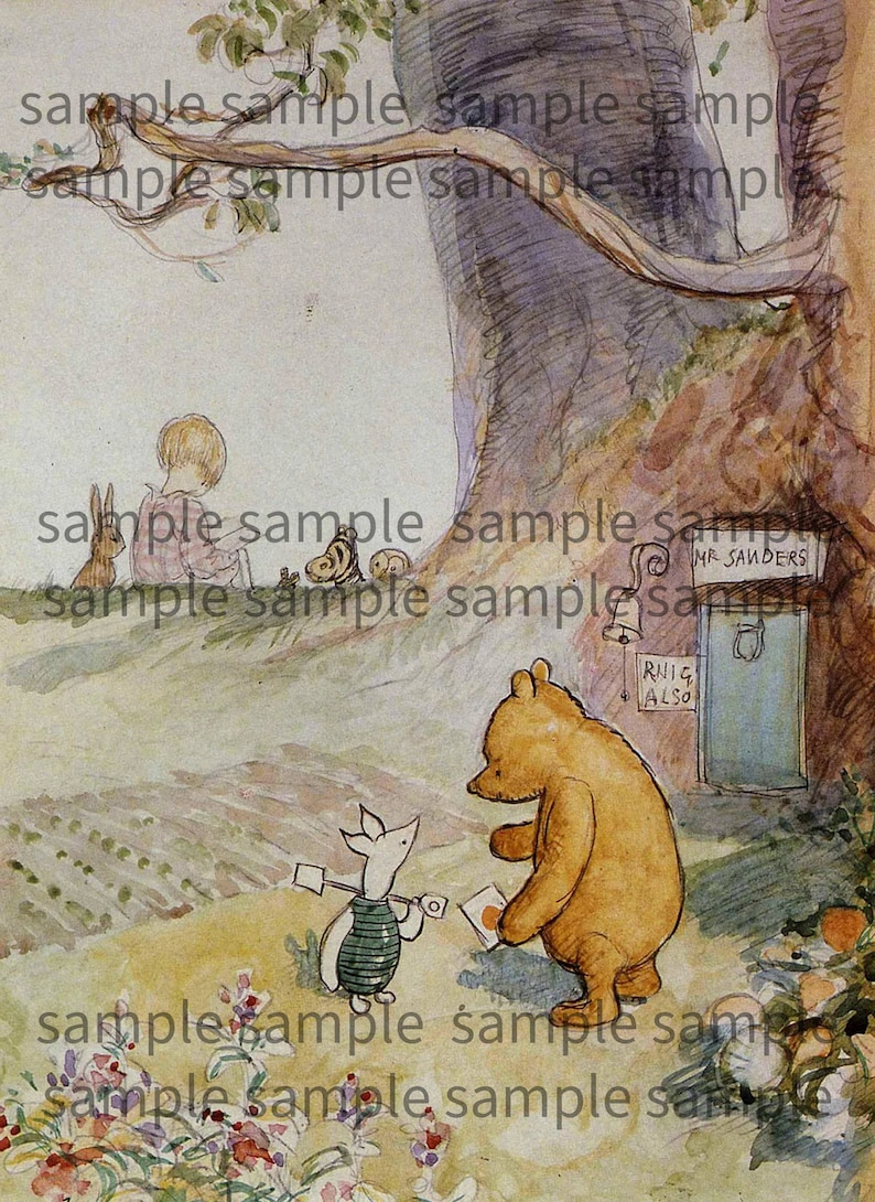 Classic Winnie the Pooh and Piglet Garden, Digital Download Printable ...