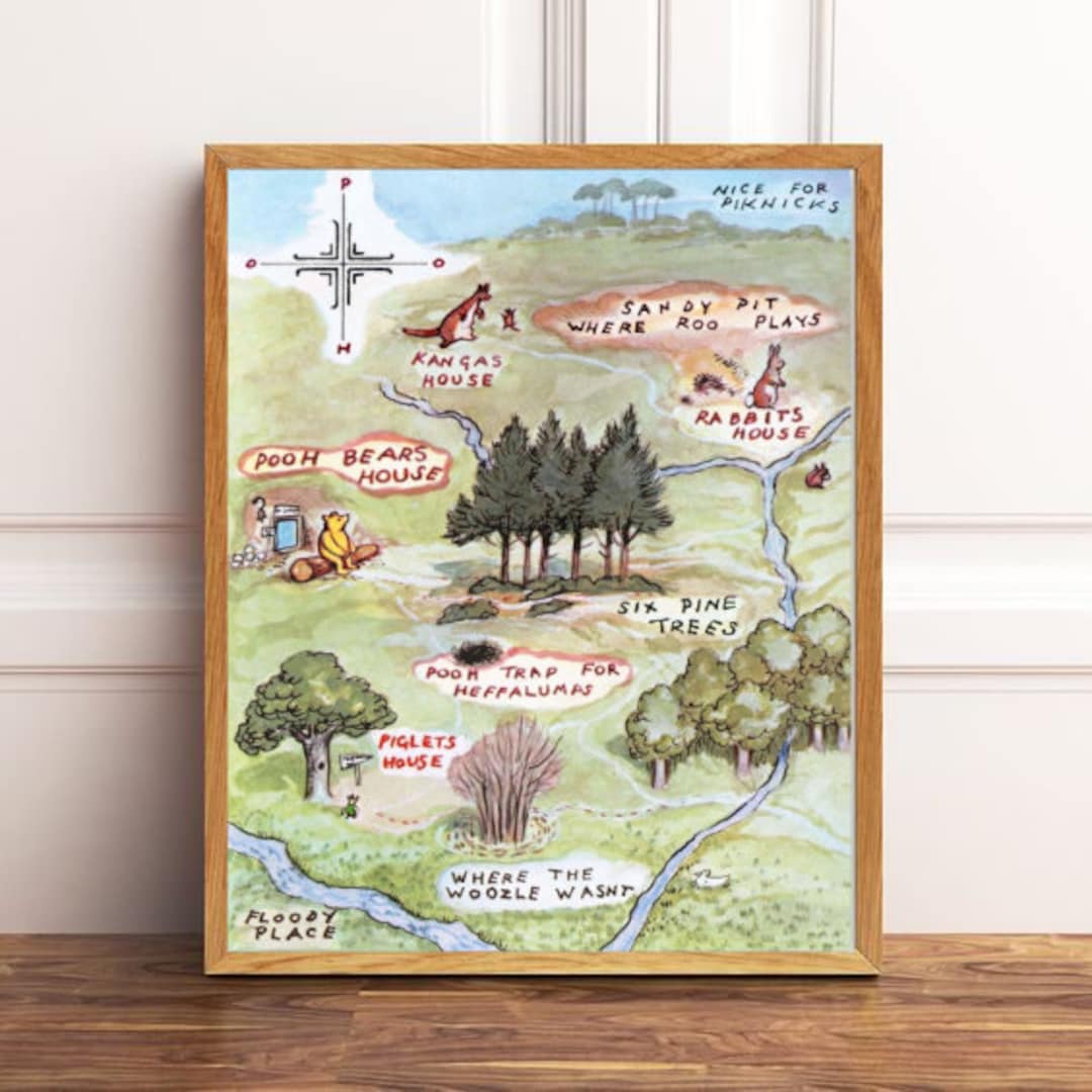 Classic Winnie the Pooh Hundred Acre Wood Map, Vintage Image by ...