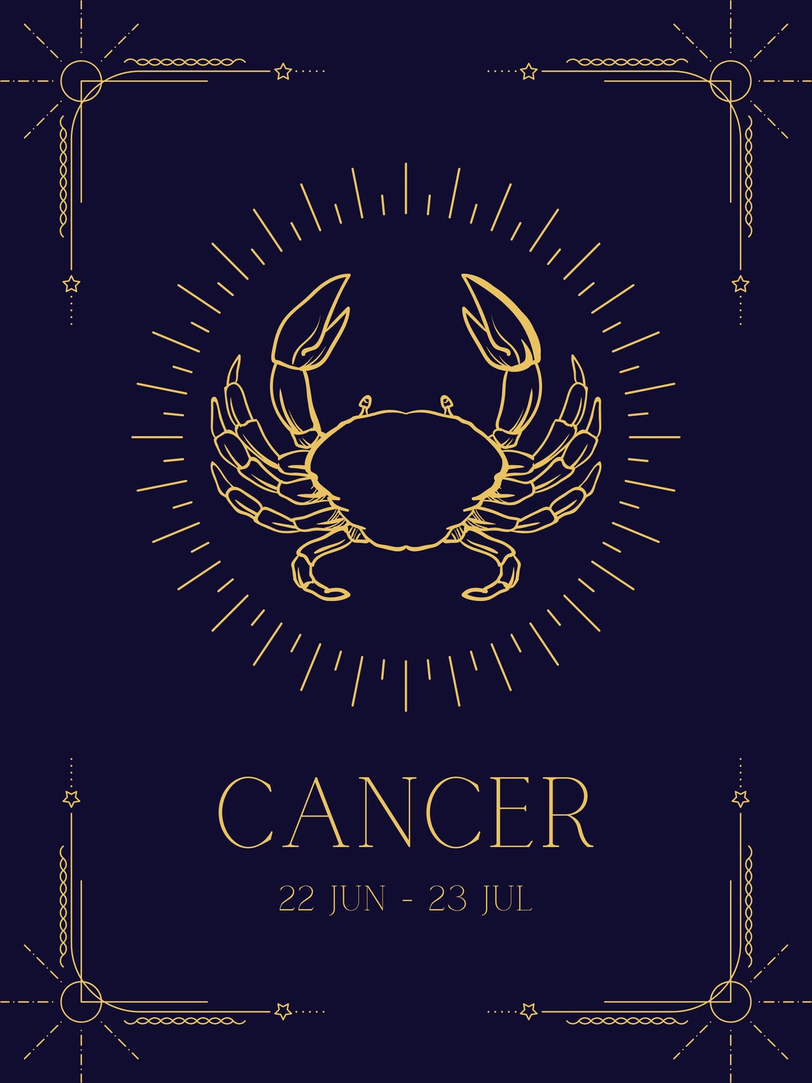 Cancer Zodiac Sign Poster, DIGITAL DOWNLOAD - Etsy